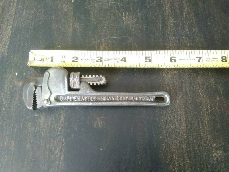 VINTAGE ERIE TOOL WORKS 6" PIPEMASTER HEAVY DUTY PIPE WRENCH 1/8"-3/4 ...