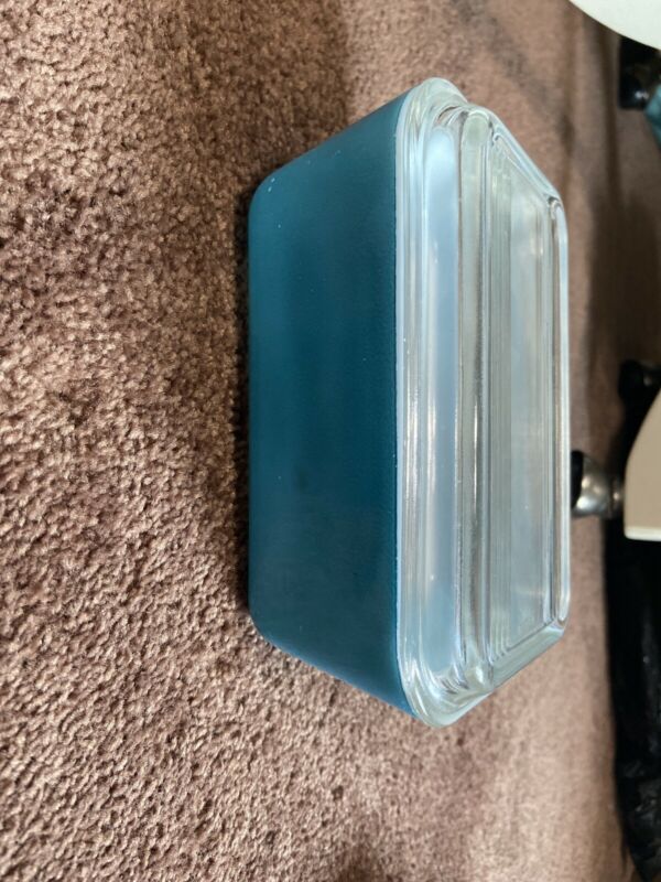 Vtg Pyrex Blue Refrigerator Dish 1-1/2 Pt Rectangular Milk Glass 0502 ...
