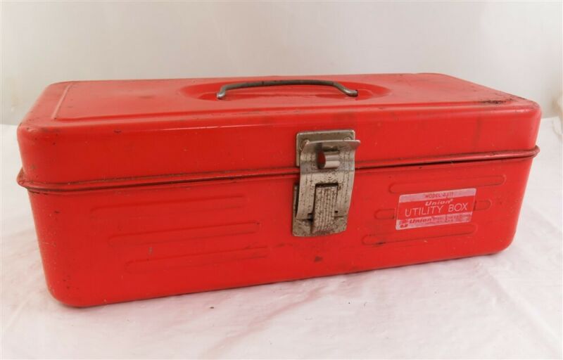 Vintage Union Utility Box Model 2311 Orange Metal Tool Box -- Antique ...