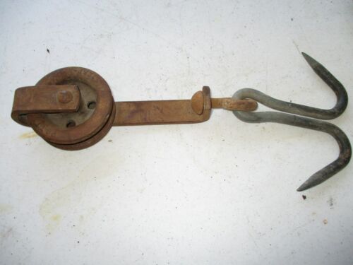 Vintage The Globe Co.Metal Butcher Double meat hooks -Trolly Pully ...