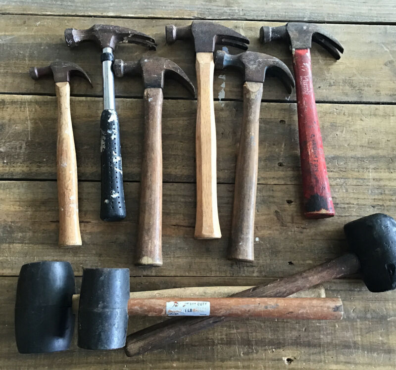 VTG Hammer Claw Tool Lot Carpentry Machinist Woodworking Plumb Vlchek ... VTG Hammer Claw Tool Lot Carpentry Machinist Woodworking Plumb Vlchek ...