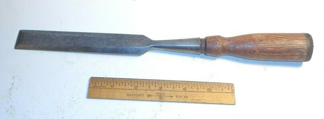 STANLEY SOCKET CHISEL: No. 720, 1" WIDE w/STEEL SHANK, HICKORY HANDLE ...