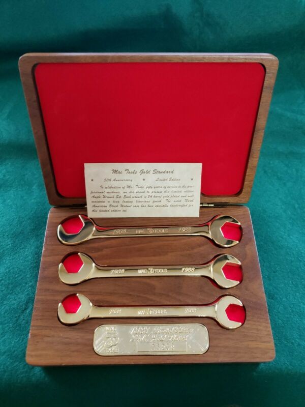 1988 Mac Tools 50th Anniversary Limited Edition 3 Pc Gold Wrench Set ...