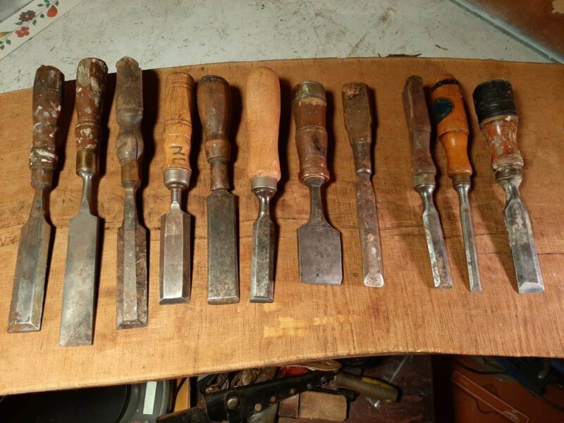 Vintage~ Tang Type~ Wood Chisels~ Gouge~ Lot of ~11~ Projects. Buck ...