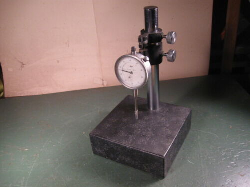 OLD USED VINTAGE MACHINING MACHINIST TOOLS DIAL INDICATOR GRANITE BASE ...