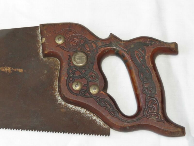 Antique Sandvik hand saw 29.5" with 26" blade and decorative handle ...