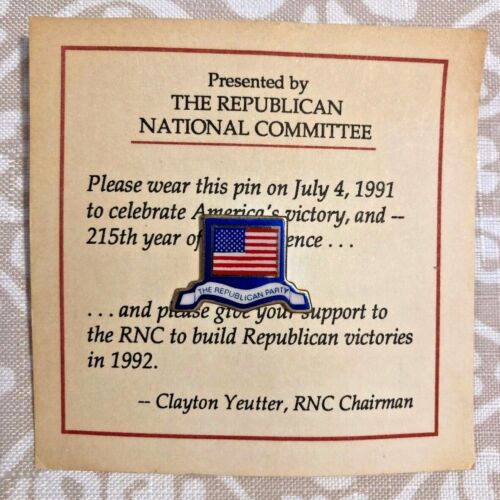The Republican Party Flag Lapel Pin 1991, 1" wide, Pinch Back Style ...