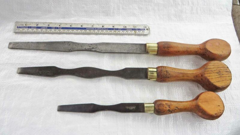 Vintage TRIO Large Worked Oval Beech Screwdrivers, Turnscrews SORBY ...