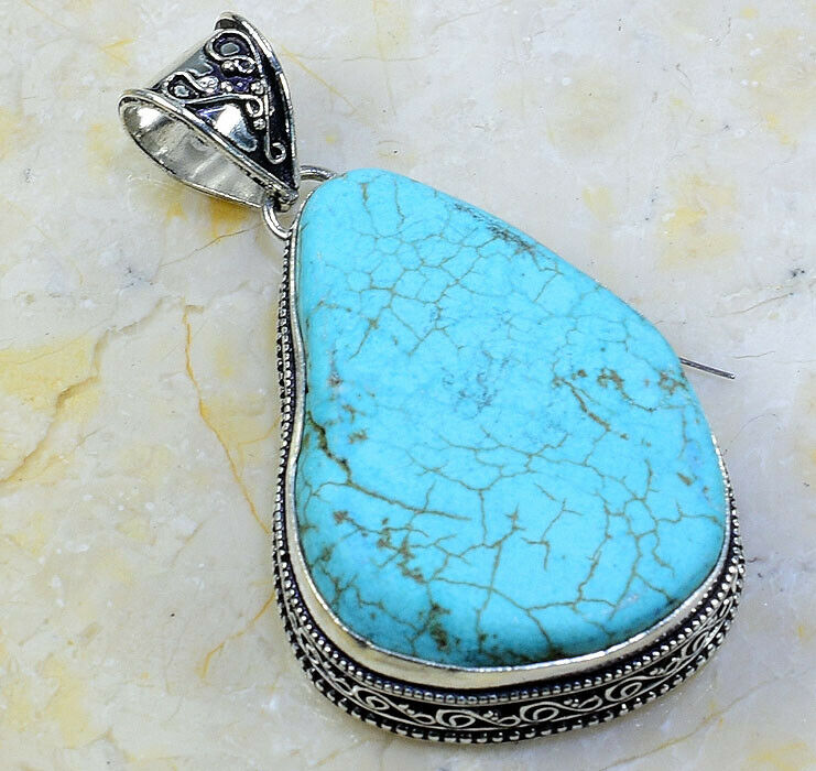 TURQUOISE ANTIQUE DESIGN PENDANT 2 1/2"; 26 GRAMS; X22480 -- Antique ...