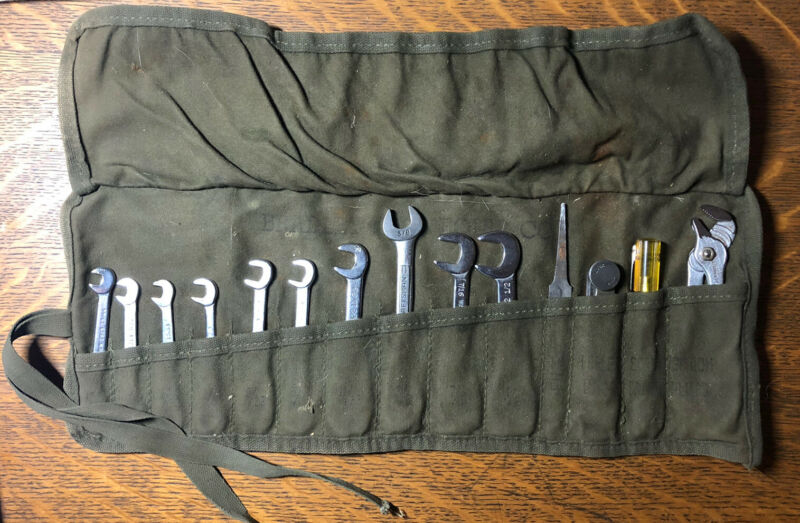 Vintage Small Tool Wrench Set In Canvas Wrap Walden, Starrett, Proto ...