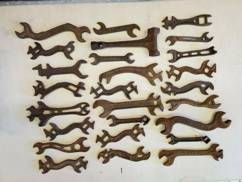 Antique Wrench Lot Tractor Plow Implement Old Vtg Tool Steam punk Cast ...