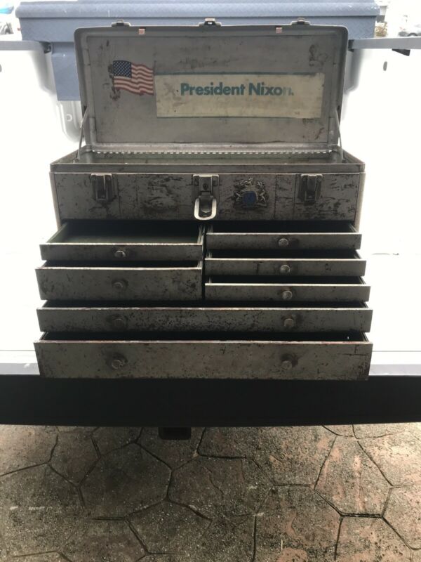 VINTAGE UNION STEEL CHEST, HEAVY METAL MACHINIST TOOL BOX 7 DRAWERS ...