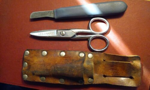 Vintage Bell System Clauss Cable Scissors and Knife with Leather Sheath ...