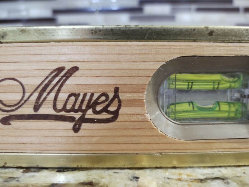Vintage Mayes Wooden Carpenter Level 24 in long wood/brass -- Antique ...
