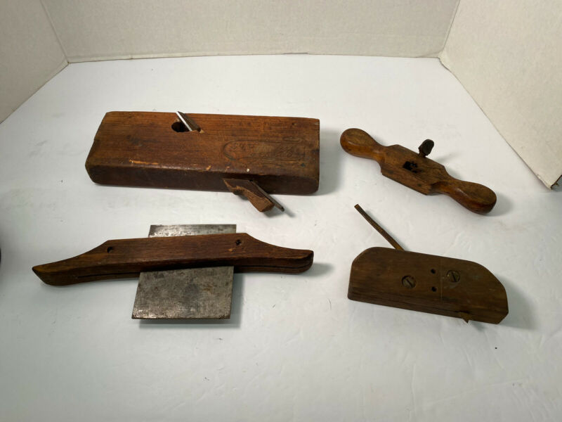 Lot 4 Antique Wood Hand Held Planes Vintage Carpentry Woodworking Wood ...