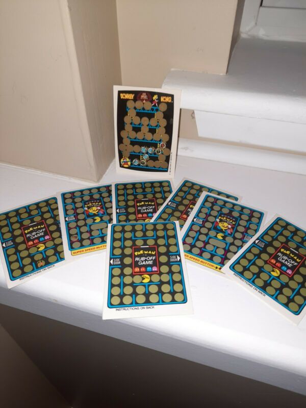 1980 FLEER PAC-MAN RUB OFF GAME CARDS LOT OF 7 & 1 Donkey Kong ...