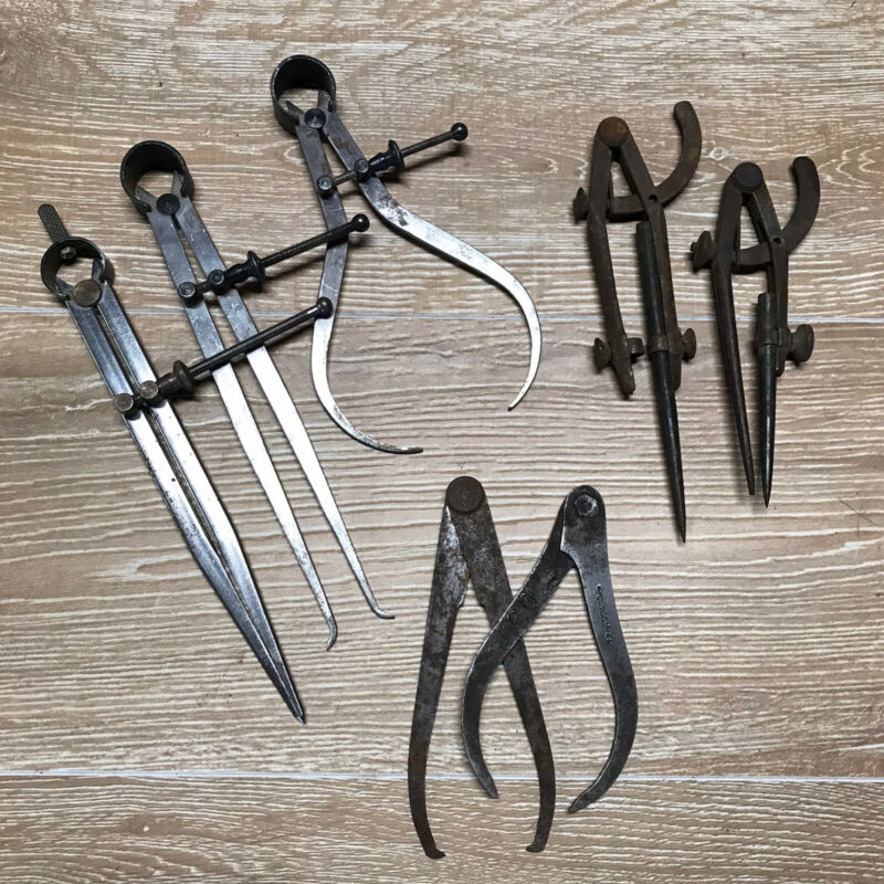 Lot Of 7 Vintage Calipers Compass Machinist Tools -- Antique Price ...