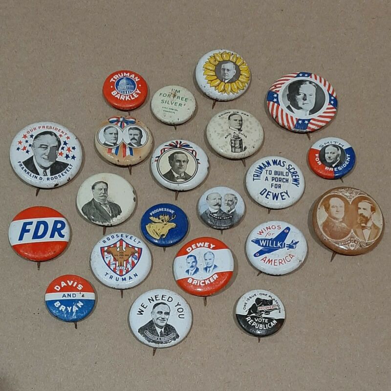Lot of 21 Reproduction Presidential Campaign Pins Pinbacks Political ...
