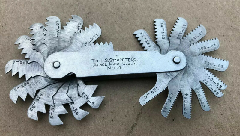L.S.Starrett Co.No. 4 Screw Thread Pitch Gauge Set In Great Condition ...