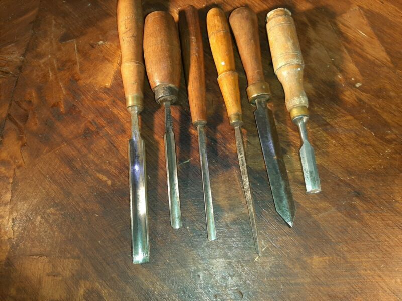Antique W Butcher and Buck brothers gouge chisels lot of 6 woodworking ...