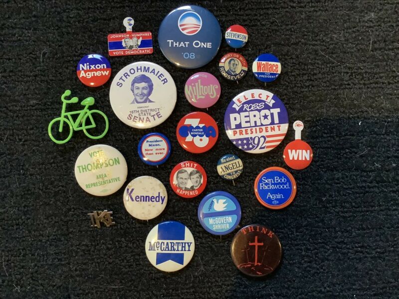 Vintage Political Campaign Election Presidential Pins Buttons Pinbacks ...