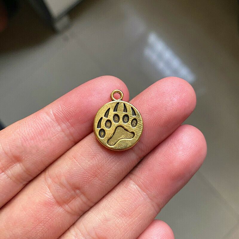 10pcs 18x15mm Bear paw print Charms Antique Gold Tone Jewelry Making ...