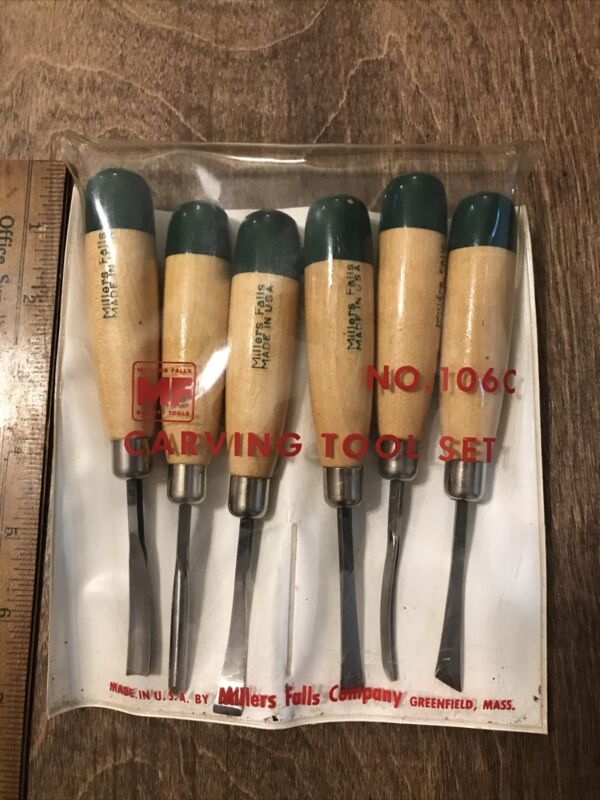 Vintage Miller Falls #106C Carving/Whittling Wood 6 Piece Tool/Chisel ...