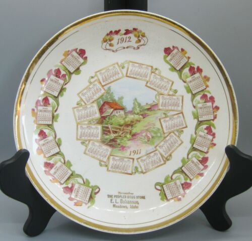 Vintage 1912 Meadows Idaho Porcelain Advertising Drug Store Calendar ...