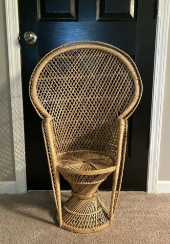 Vintage Wicker Peacock Fan Back Rattan Chair 35.5 Vintage Wicker Peacock Fan Back Rattan Chair 35.5