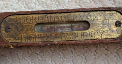 Antique Wood and Brass 12" LEVEL MADE IN JORDAN GERMANY "HIGHEST ...