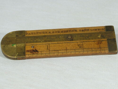 ANTIQUE FAULKNER FOSTER WOODEN BUTTON GAUGE CALIPER SLIDING RULER ...