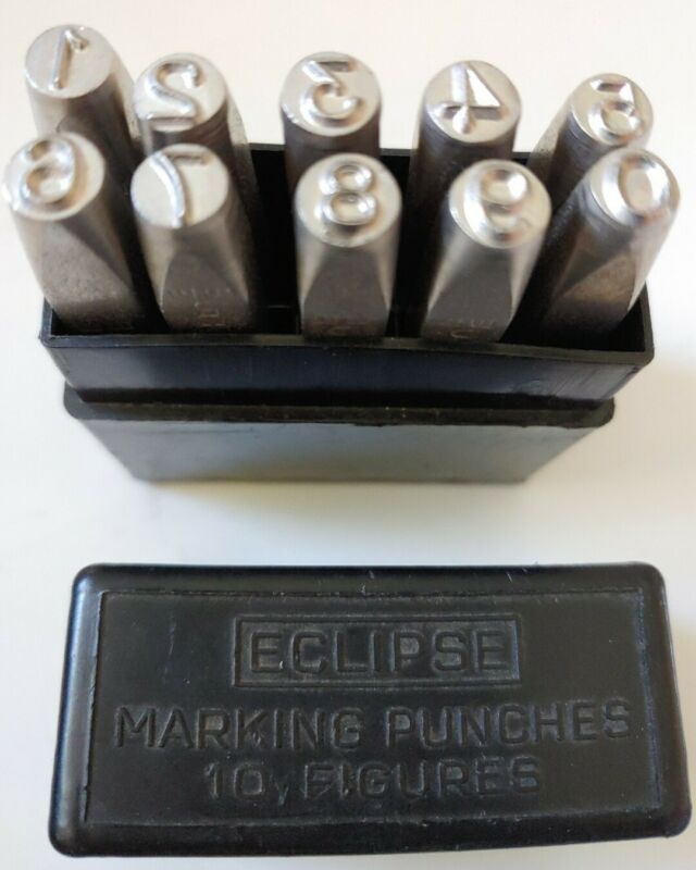 Vintage Eclipse 5mm 3/16" 10 Numbers Marking Punch Set Original Box -- Antique Price Guide ...