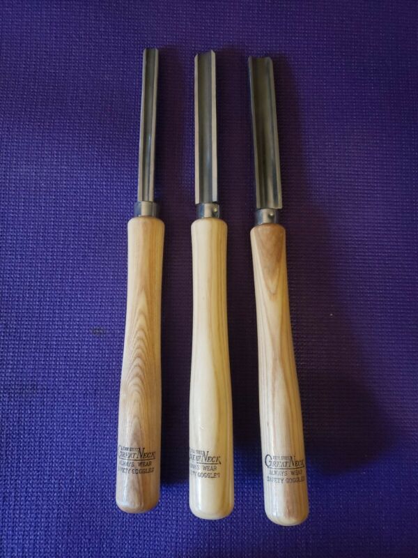 3 VINTAGE GREAT NECK Wooden TOOLS PROFESSIONAL WOOD LATHE TURNING ...