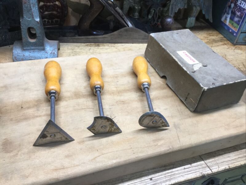 3 Vintage Brookstone Wood Carving Tools Woodworking In Original Box ...