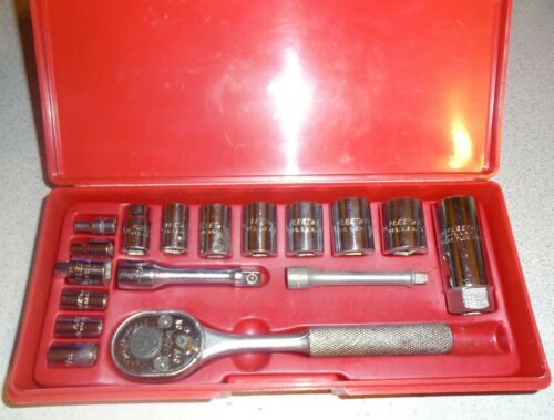 Vintage Fleet by Proto Tool 17 pc. 1/4" & 3/8" dr. Socket Ratchet Set w ...