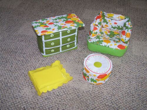 Vintage 70''s Barbie Puff & Play inflatable blow up Bedroom furniture ...