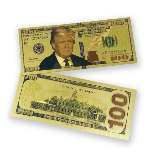 Donald J Trump Authentic 24kt Gold Plated Commemorative $100 Bank Note ...