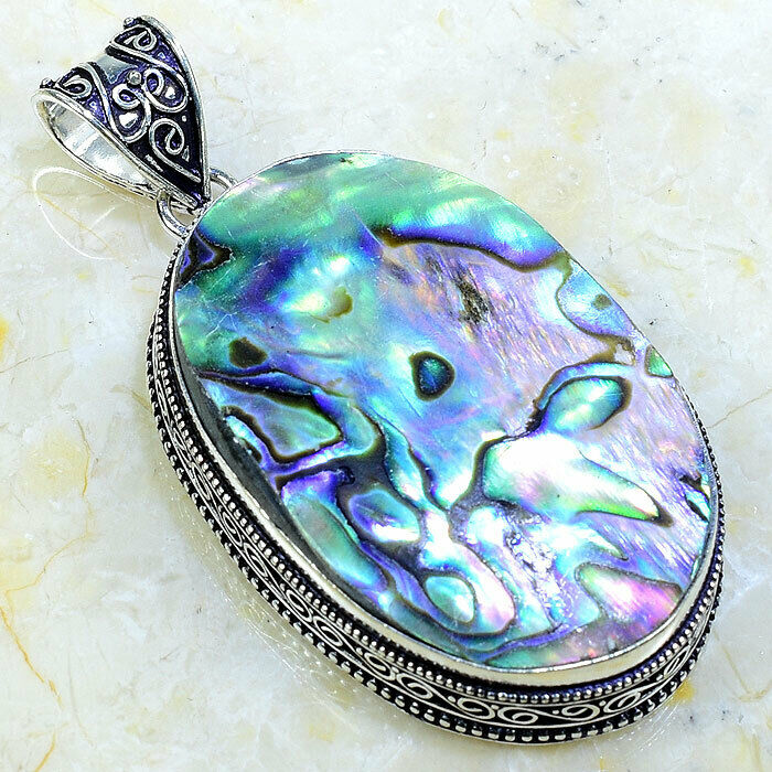 HUGE ABALONE SHELL ANTIQUE DESIGN PENDANT 2 1/2"; 29 GRAMS;X36678 ...