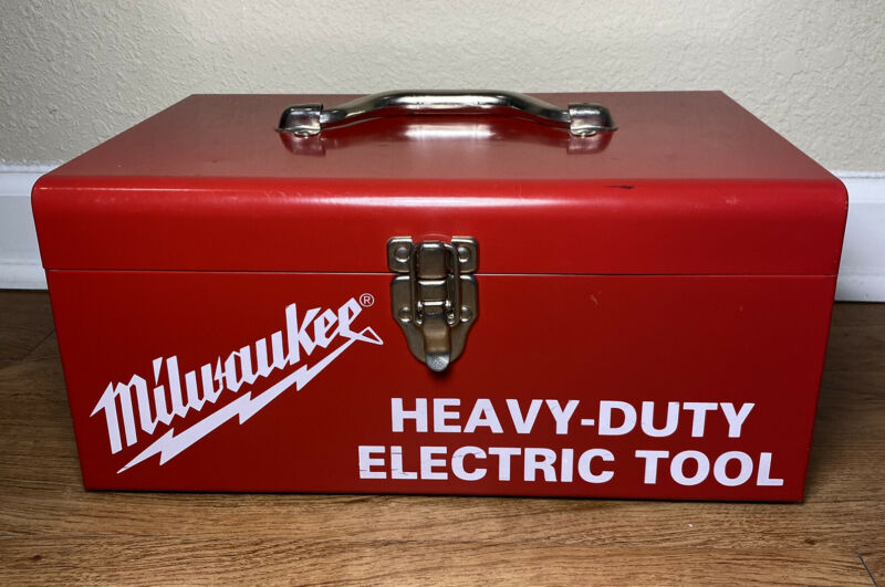 Vintage Milwaukee Red Metal Heavy-Duty Electric Tool Box Case with ...