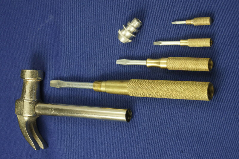 GAM Hammer 5-Pc. Set with Four Nesting Screw Drivers, Brass Handle ...