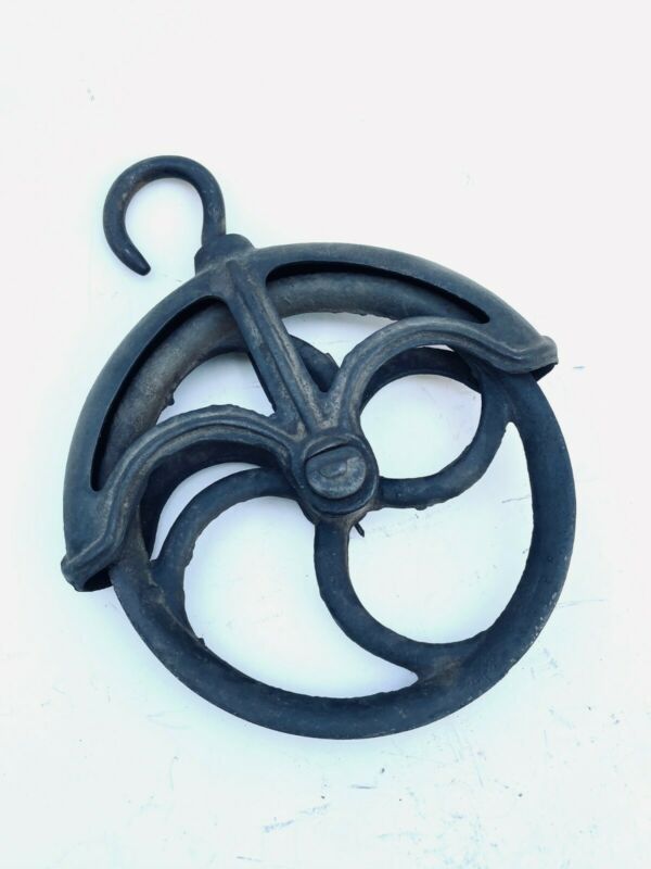 Antique cast iron rope pulley, well, barn, original condition, wall ...