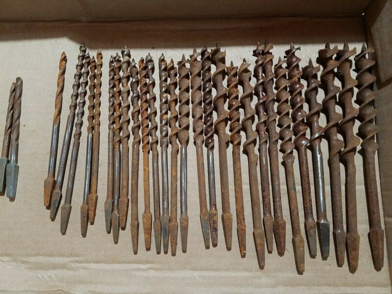 VINTAGE Woodworking Tools Brace Bit Hand Drill Bits Lot O 29 Antique ...