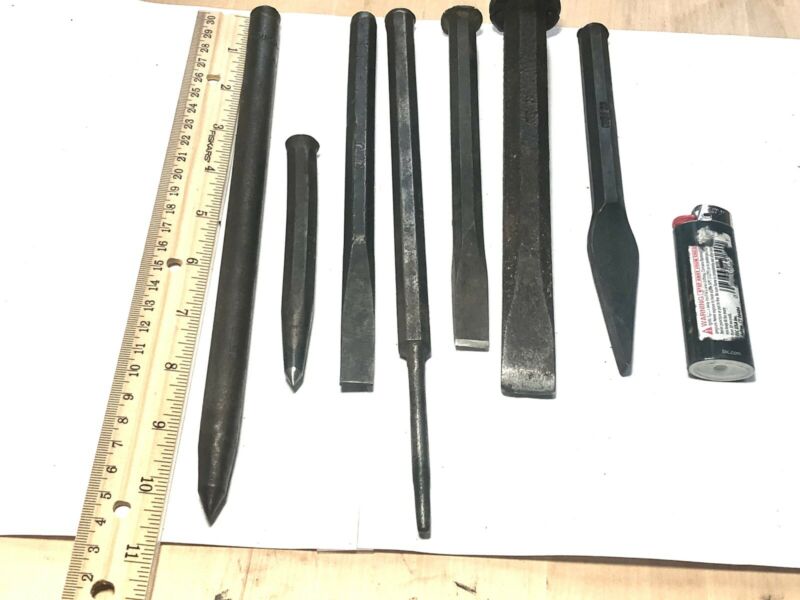 7) Vintage CC FORD Blacksmith CHISELS Punches Whalebone ANTIQUE Tools ...