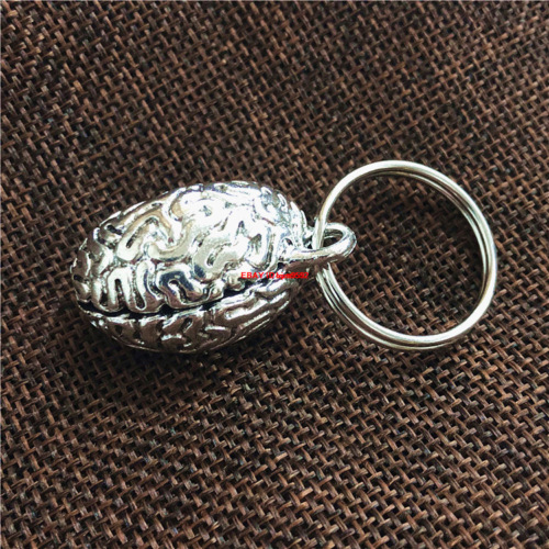 Human Brain Keychain, anatomical 3D brain keychain, Antique Silver ...