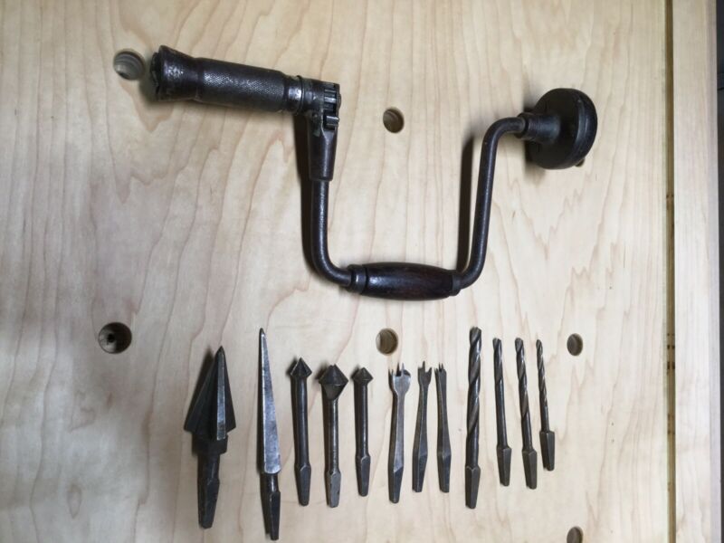 Vintage hand drill with misc. drill bits -- Antique Price Guide Details ...