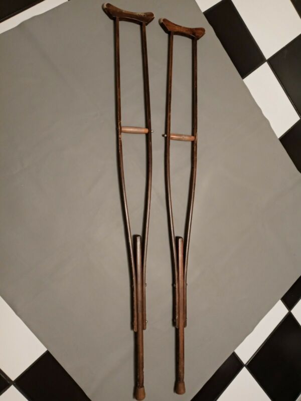 Vintage Antique Wooden Adult Crutches Tall 48" - 60" Antique -- Antique ...
