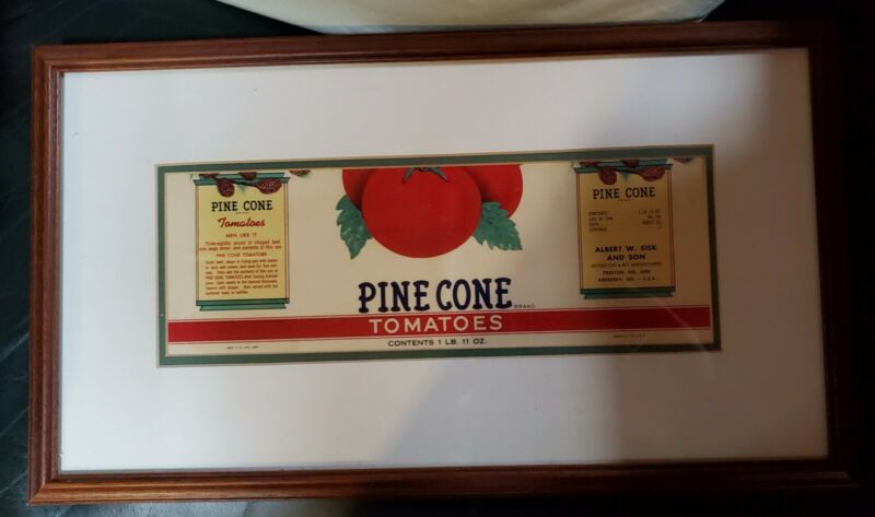 Pine Cone Tomatoes CAN LABEL RARE Aberdeen, Maryland 1LB. 11OZ ...
