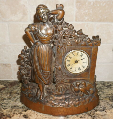 Antique Figural Cast Iron Clock of Woman Regent Mfg -- Antique Price ...