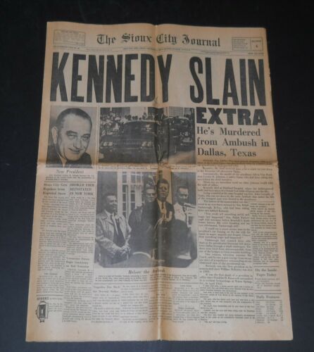 KENNEDY SLAIN Nov 22, 1963 Newspaper Sioux City Journal JFK ...