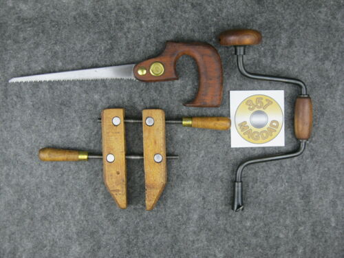 357_magdad Vintage Hand Tool Lot 3 Pieces Disston Saw Bit Brace Hand ...